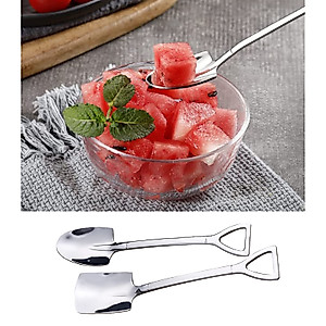 8 pcs Stainless steel shovel spoon set, including 4 sharp spoon, 4 flat spoon, creative dessert spoon, coffee spoon, ice cream fruit spoon, suitable for home, kitchen or restaurant