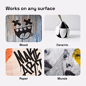 ARTISTRO Graffiti Markers, 5 Jumbo Black Markers, 15mm Jumbo Felt Tip, Acrylic Paint Markers for Rock Painting, Stone, Ceramic, Glass, Wood, Canvas