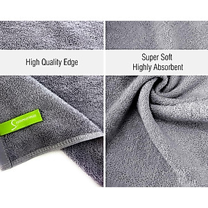 SUMMERMIA 12 Pack Washcloths 13" x 13" - Soft Wash Cloths for Your Face Towel, Wash Cloths for Your Body (White + Gray)