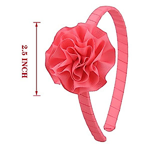 7Rainbows 1 Pcs Grosgrain Ribbon White Carnation Flower Headbands for Girls Toddlers Teens.