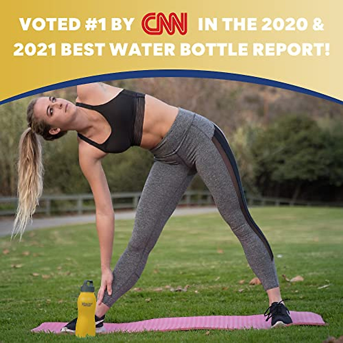 Healthy Human Stainless Steel Curve Water Bottle | 100% BPA Free Thermos for Kids & Adults | Double Walled Vacuum Insulated Water Bottles | Metal Bottles with Leak Proof Lid (21 oz/621 ML, Limoncello)