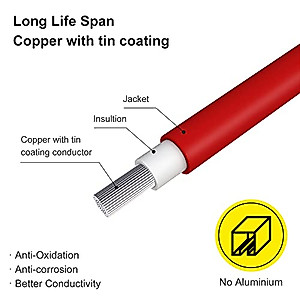 LDZZEL 12AWG 20 Ft Solar Extension Cable Wire Adapter Kit with Female and Male Connector (20FT Black and 20FT Red)