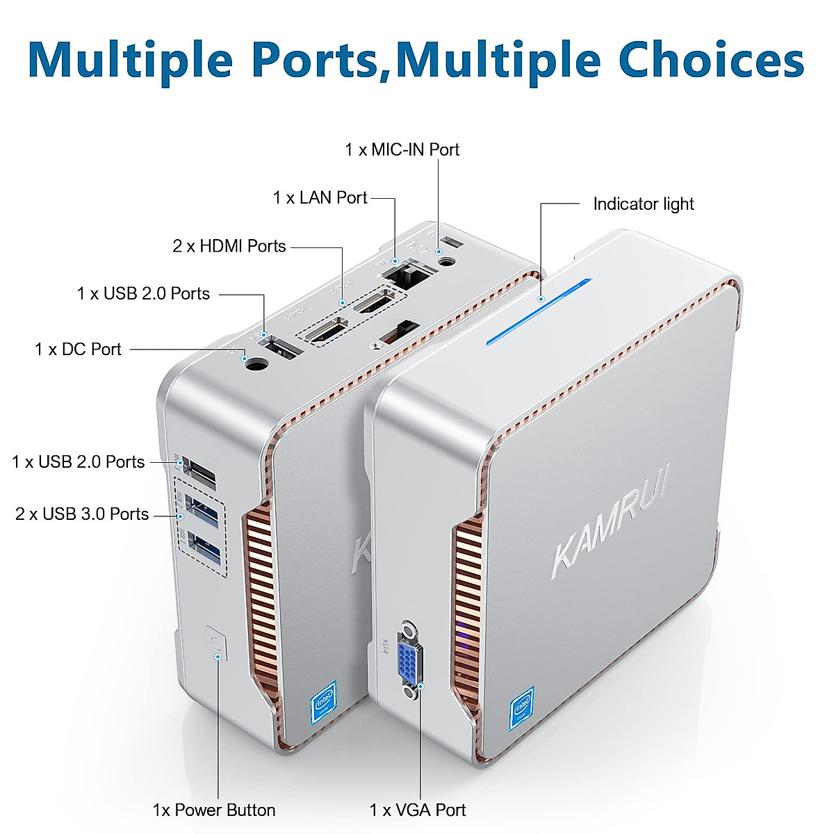 KAMRUI Mini PC Windows 11 Pro, 8GB DDR4 128GB SSD Celeron J4125 Mini Desktop Computer, Support 2.5-inch SSD, 2.4G+5.0G WiFi, 4K HDMI x2, Gigabit Ethernet, BT 4.2, Support Windows 10 Pro Micro PC