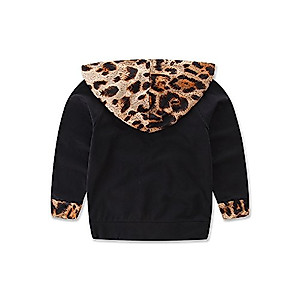 Baby Girls Floral Hoodie+ Floral Pant Set Leggings 2 Piece Outfits for 6M-3Y (18-24Months, Leopard)