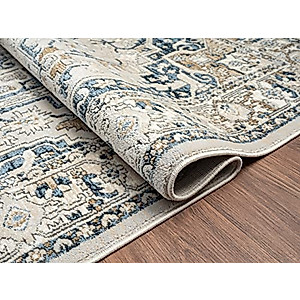 Abani Savoy Collection Area Rug - Blue and Green Vintage Design -7'9"' x 10'2" - Easy to Clean - Durable for Kids and Pets - Non-Shedding - Medium Pile - Soft Feel - for Living Room, Bedroom & Office