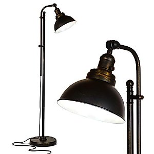 Brightech Dylan Industrial Floor Lamp for Living Rooms & Offices, Bright LED Floor Lamp – Charming Farmhouse Floor Lamp, Adjustable Head Standing Lamp for Bedroom Reading, Stunning Living Room Decor