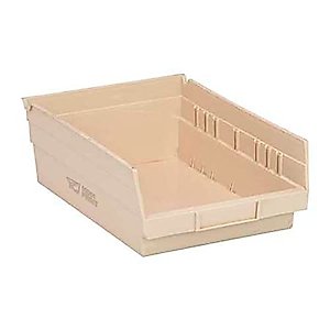 MDMprint Shelf Storage Bin, Ivory, Polypropylene, 11 5/8 in L x 8 3/8 in W x 4 in H, 50 lb Load Capacity
