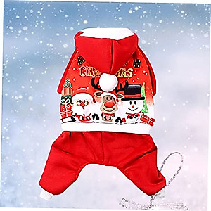 Mipcase Santa Clothes- Xmas Party Dog for Cartoon Claus Christmas Dress Pants Funny Hoodie Costume Outfit Cats Apparel Soft Red Feet Snowman Lovely Outfits Up Warm Puppy Cute Jumpsuit Pet