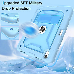 TIMISM Case for iPad 10th Generation Case 10.9 Inch 2022 with Shoulder Strap, Translucent PC Back Sturdy Heavy Duty Full-Body Shockproof Protective Case with Pencil Holder and Kickstand, Black+Green