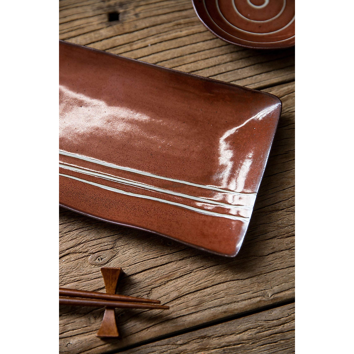 Pangu 12-Piece Japanese Style Sushi Plate Set, Dinnerware Set, Kage(Shadow), Brown, Service for 4