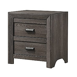 Rustic Style Grayish Brown 3pc Queen Size Bed Nightstand Set Solid Wood Master Bedroom Furniture
