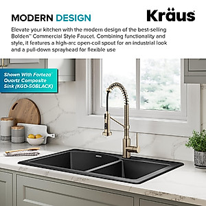 KRAUS Bolden Commercial Style 2-Function Single Handle Pull Down Kitchen Faucet in Spot-Free Antique Champagne Bronze, KPF-1610SFACB
