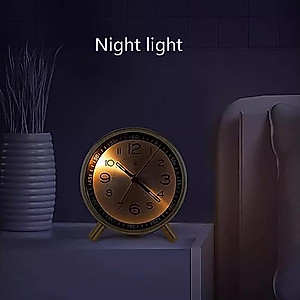 HEGZA Analog Alarm Clock 4" Quiet Non-Ticking Silent Analog Bedside Alarm Clock with Loud Alarm and Nightlight Kids Alarm Clocks (Color : B)