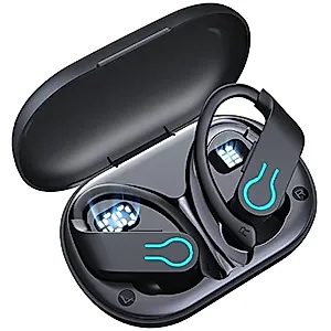 Bluetooth Headphones Wireless Earbuds Sports Over-Ear Bluetooth 5.3 Ear Buds with Earhooks 120H Playtime Wireless Headphones for Workout Waterproof Audifonos Bluetooth inalambricos LED Power Display