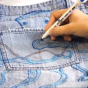 Stationery Island Fabric Markers 24 Colors Textile Permanent Marker Pen No Bleed Paint for Adults Kids Clothes Laundry T-Shirt, Shoes Handbags Graduation Signatures - Dual Felt Tip Nibs 1mm & 2mm