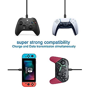 6FT Long PS5 Controller Charger Cable for Xbox Series Controller,PS5 Charging Cord,USB Data Sync Cable for Xbox Series S/X,Playstation 5,PS5 Slim/Pro,Charge and Play Wire