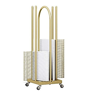 LYLFF 4 Side Storage Hanger Stacker Cart, Gold Drop Subway Hanger Organizer, 4 in 1 Hanger Rack, Hanger Storage Rack with 4 Casters for Laundry Room, Multi-colored