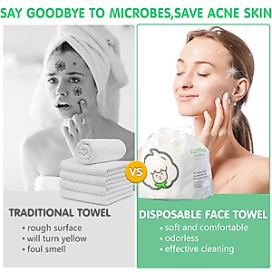 GothicBride Disposable Face Towel for Dry and Wet Use, 100% Cotton Facial Tissue, Ultra Thicked Facial Cleansing Towels, Multi-Purpose Dry Wipes for Makeup Removing, Sensitive | Baby Skincare
