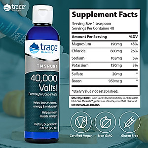 Trace Minerals | 40,000 Volts Liquid Electrolyte Concentrace Drops | Supports Normal Body Hydration and Muscle Function | Ionic Minerals, Magnesium, Potassium | 48 Servings (Pack of 1)