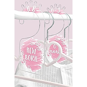 OneDream Baby Closet dividers Hanger separators - Set of 7 Baby Clothes dividers for Closet from Newborn to 24 Months, Acrylic Infant Clothes Divider (Pink)