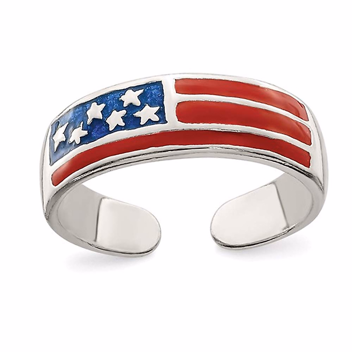 Gem And Harmony American Flag Toe Ring in Sterling Silver