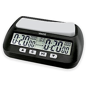 VINJOE Chess Clock Digital Chess Timer Professional for Board Games, Portable Digital Chess Clock & Game Timer with Basic,Bonus,Delay and Positive Time Features Best Gifts (Without Battery)