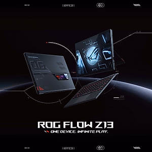 ASUS ROG Flow Z13 (2022) Gaming Laptop Tablet, 13.4” 120Hz FHD+ Display, NVIDIA GeForce RTX 3050, Intel Core i7-12700H, 16GB LPDDR5, 512GB PCIe SSD, Free Bundle Detachable RGB Keyboard, GZ301ZC-PS73