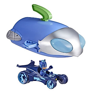 PJ Masks 2-in-1 HQ Playset, Headquarters and Rocket Preschool Toy for Kids Ages 3 and Up, Includes Catboy Action Figure and Cat-Car Vehicle