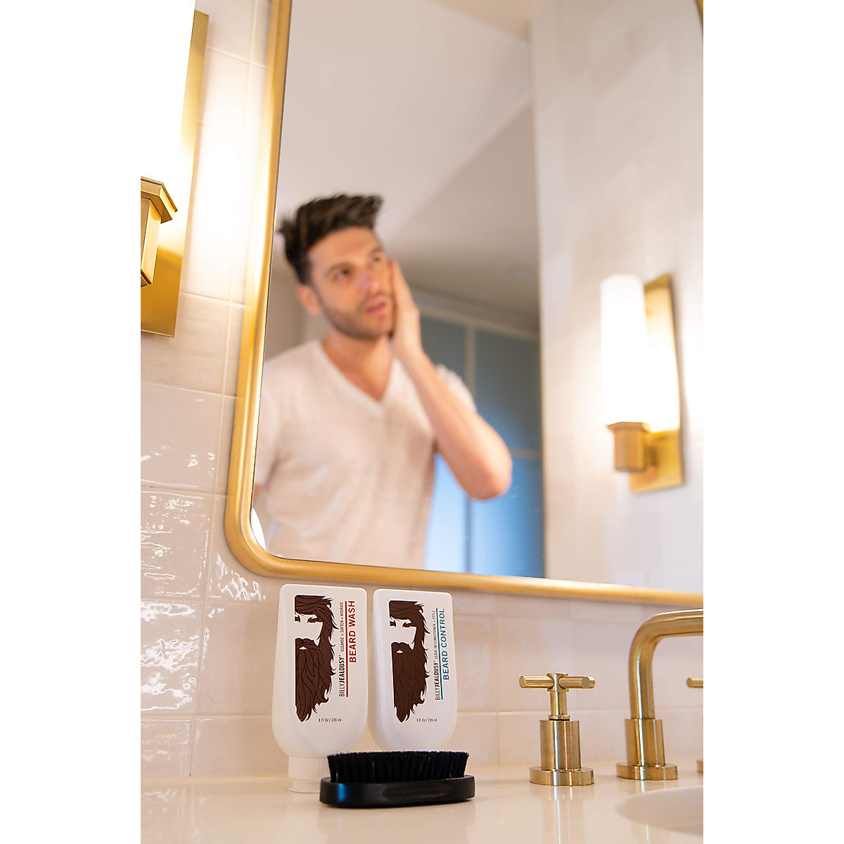 Billy Jealousy Original Beard Envy Facial Hair Refining Kit - with Beard Wash Beard Control and Boar Bristle Brush for Clean, Hydrated, Soft, Tamed Unruly Mane