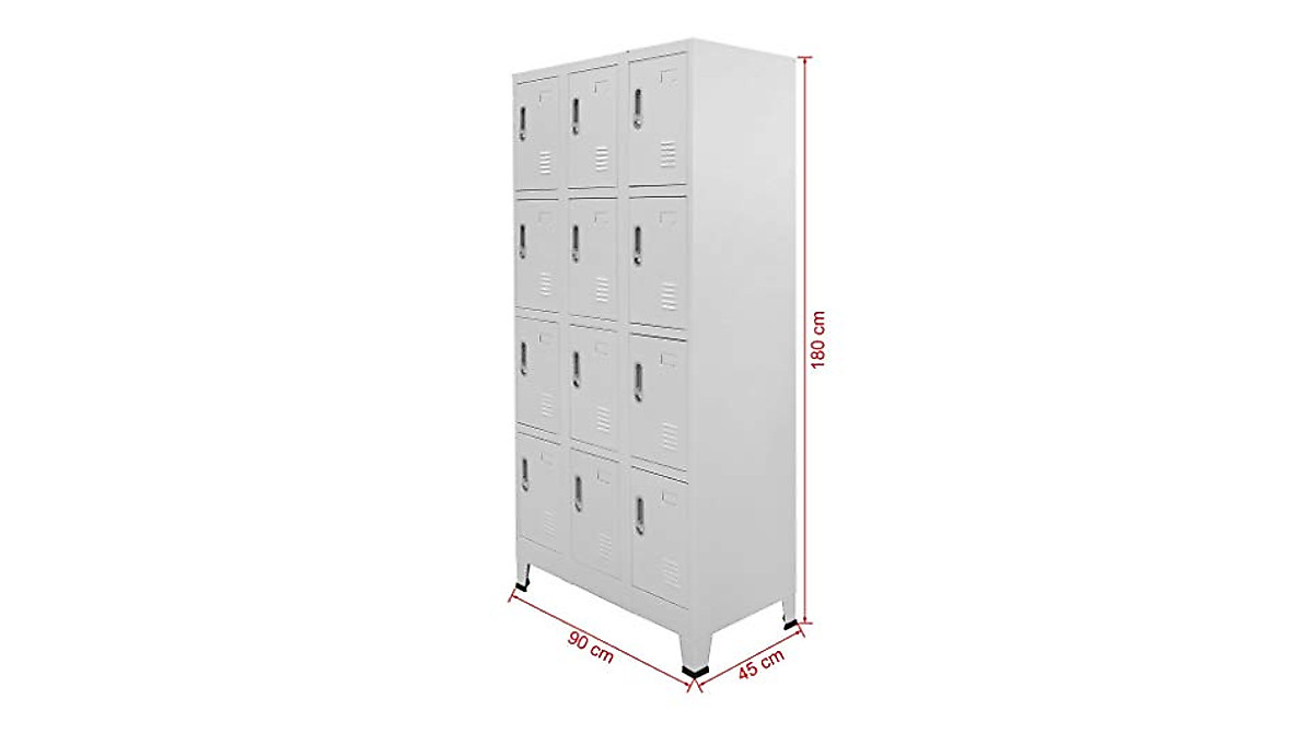 Woodlan Metal Storage Cabinet with 12 Lockable Compartments