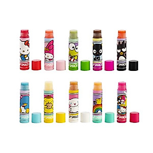 Lip Smacker Sanrio Hello Kitty and Friends 10 Piece Flavored Lip Balm Party Pack, Clear Matte, For Kids, Men, Women, Dry Lips, My Melody, Little Twin Stars, and Chococat