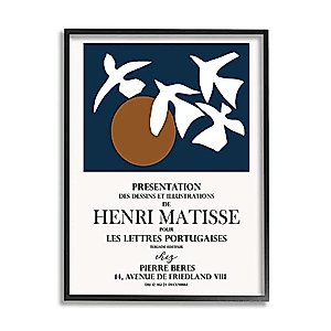 Stupell Industries Historic Matisse Birds Flying Sun Collage Flyer, Design by Ros Ruseva Blue 16 x 20