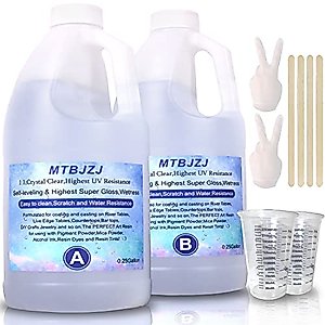 MTBJZJ Crystal Clear Epoxy Resin| Scratch Resistant,UV Resistant Resin Kit | for Resin Molds, Desktop, Craft, Jewelry Casting, DIY-0.5Gallon Kit