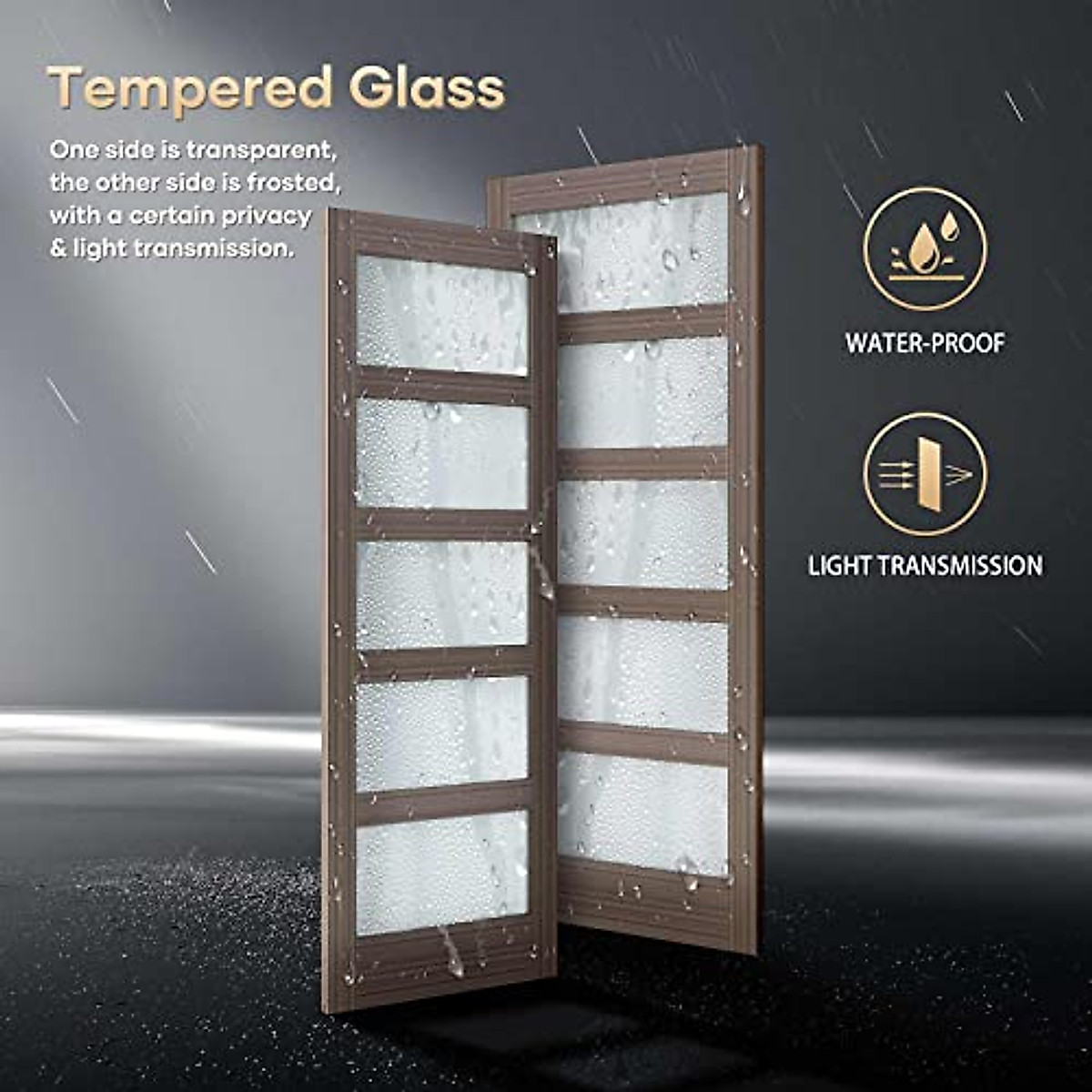 ROYMELO 36x84 Inch Glass Sliding Barn Door Slab and 6.6ft Hardware Kit Included, 5 Frosted Glass, LVL Wood Panel Covered with Elephant Gray Water-Proof Scratch-Proof PVC Surface, Simple DIY Assembly