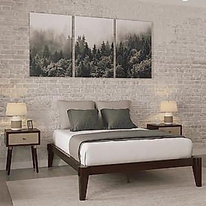 Bme Chalipa 14” Full Size Bed Frame - Wood Platform Bed - Wood Slat Support - No Box Spring Needed - Easy Assembly - Minimalist & Modern Style, Walnut