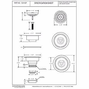 Westbrass D2143P-12 4-3/8" Push-Pull Style Large Kitchen Sink Basket Strainer, Oil Rubbed Bronze