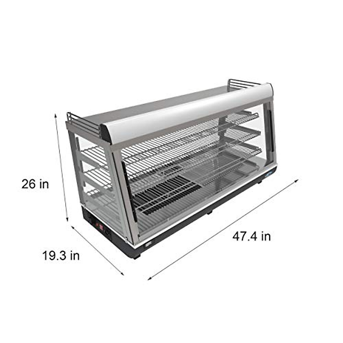 KoolMore - HDC-6C Commercial 48" Countertop Food Warmer Display Case Merchandiser with LED Lighting and Front Sliding Door - 6.5 cu.ft.,Black