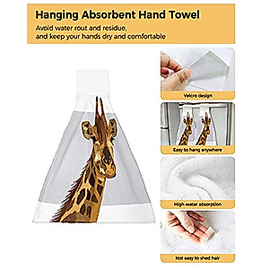 Geometric Art Hanging Hand Towels Kitchen Towel Absorbent Towel Hanging Towel Hand Bath Towel, 18"x14" Decorative Soft Oven Towel Quick Dry Dish Cloth Towels 2Pcs, Brown Giraffe Textured Pattern
