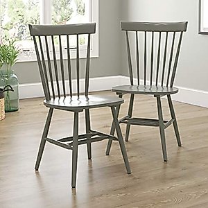 Sauder New Grange Spindle Back Chair, L: 20.47" x W: 21.26" x H: 36.22", Pewter Green Finish