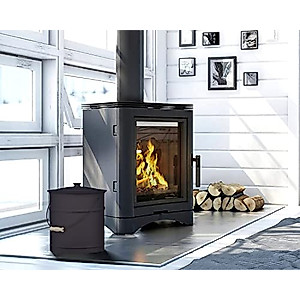 Plow & Hearth 3 Gallon Black Large Ash Bucket with Lid and Wood Handle | 28 Gauge Galvanized Iron Metal | Double Bottom | Tool for Fireplaces Fire Pits Wood Burning Stoves | Hearth Accessories