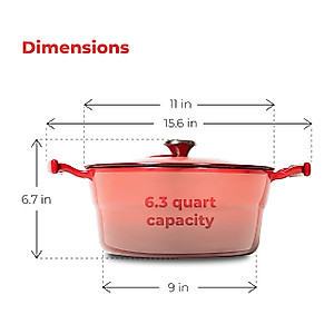Skyriper 6 Quart Dutch Oven Pot with Lid Non-Stick Enameled Cast Iron Dutch Oven for Bread Baking, Roasting & Braising, Deep Round Heavy-duty Casserole Dish, Compatible with all Cooktops & Ovens, Red