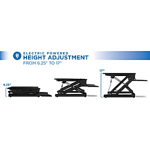 Mount-It! Electric Standing Desk Converter | Motorized Sit Stand Desk with Built in USB Port | Ergonomic Height Adjustable Workstation | Black (MI-7927E)