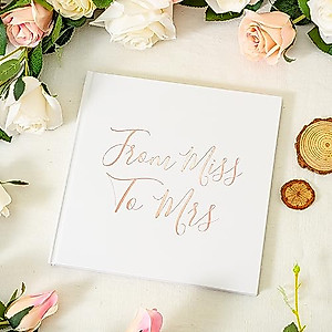Calculs Bridal Shower Guest Book from Miss to Mrs Picture Book Polaroid Blank Pages for Instant Film Rose Gold Bachelorette Party Sign in Book 8.5” Square White Cover Rose Gold Foil Stamping