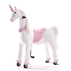 Gidygo Kids Ride on Walking Unicorn Rocking Horse Riding Toy for Children L Size for 5-12 Years Old