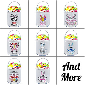 Personalized Easter Baskets for Girls Boys Kids with Name Custom Buny Easter Basket Customized Easter Egg Tote Bags Buckets - Blue