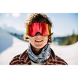 Giro Axis Ski Goggles - Snowboard Goggles for Men - Black Mono Strap with Vivid Ember/Vivid Infrared Lenses