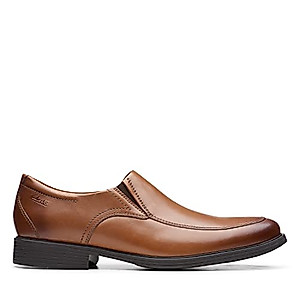 Clarks Men's Whiddon Plain Loafer, Dark Tan Leather, 12