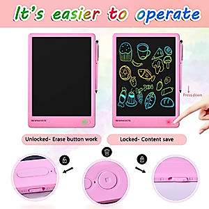LCD Writing Tablet for Kids, 10 Inch Drawing Tablet Board with Magnetic Stylus for Phone Tablet, Reusable Doodle Board Educational Gifts Toddler Drawing Pad for 3~8 Years Old Boys Girls (Pink)