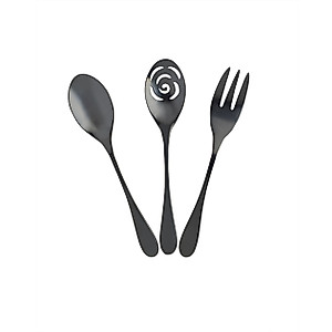 Knork Titanium Coated Stainless Steel Serving Set, Matte Black