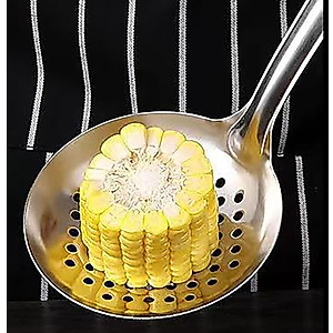 2 Pcs Soup Spoon, 13 Inch Stainless Steel Leaky Spoon and Soup Spoon with Wooden Handle for Cooking (2)